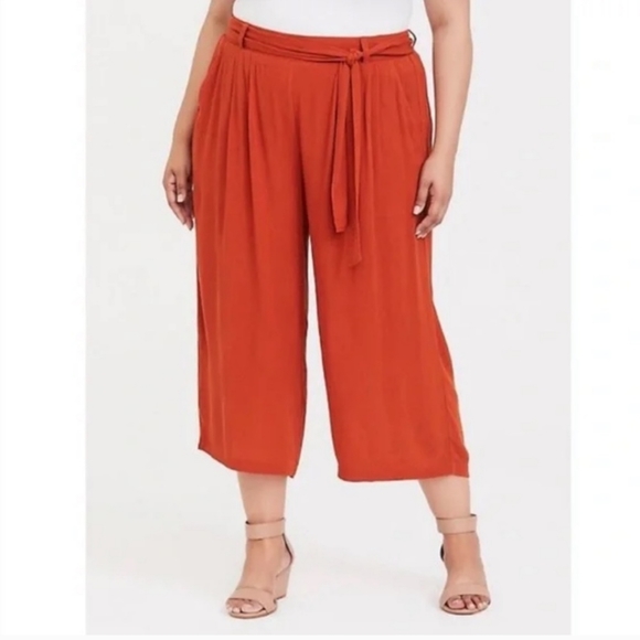torrid | Pants & Jumpsuits | Torrid Terracotta Gauze Tie Front Wide Leg ...
